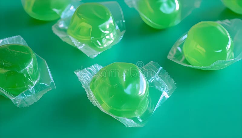 Green Candy Wrapped in Transparent Plastic Wrapper Stock Photo - Image ...