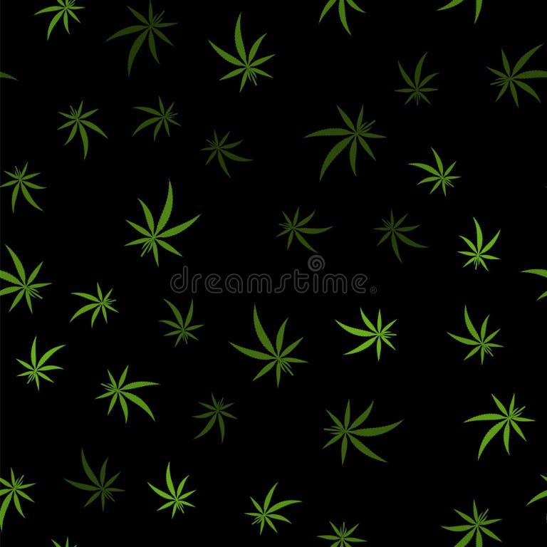 Green Cannabis Leaves Seamless Background Stock Vector - Illustration ...