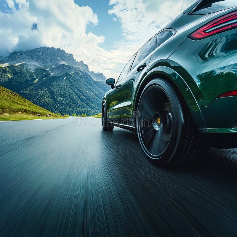 A Car is Driving Down a Road with Its Roof Extended Stock Image - Image ...