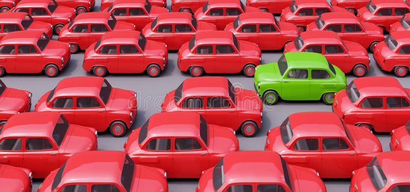 Green Car Goes Going in the Opposite Direction. Think Differently and ...