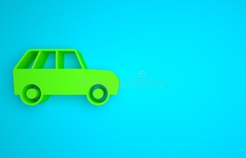 Green Car Icon Isolated on Blue Background. Minimalism Concept Stock ...