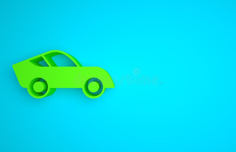 Green Car Icon Isolated on Blue Background. Minimalism Concept Stock ...