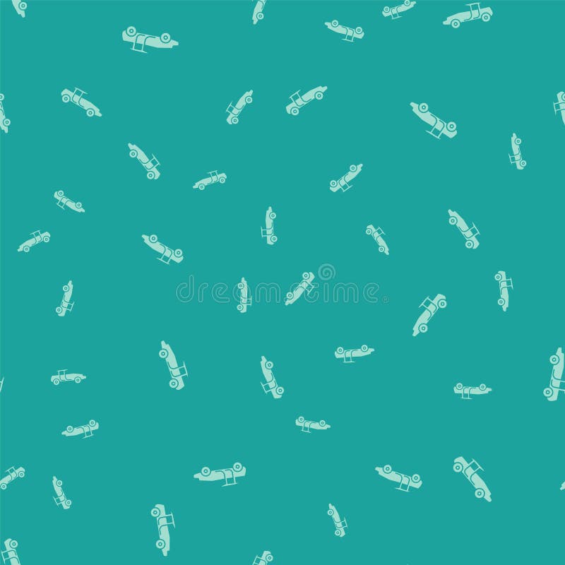 Green Car Icon Isolated Seamless Pattern on Green Background. Vector ...