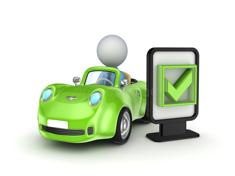 Green Car and Lightbox with a Tick Mark. Stock Illustration ...