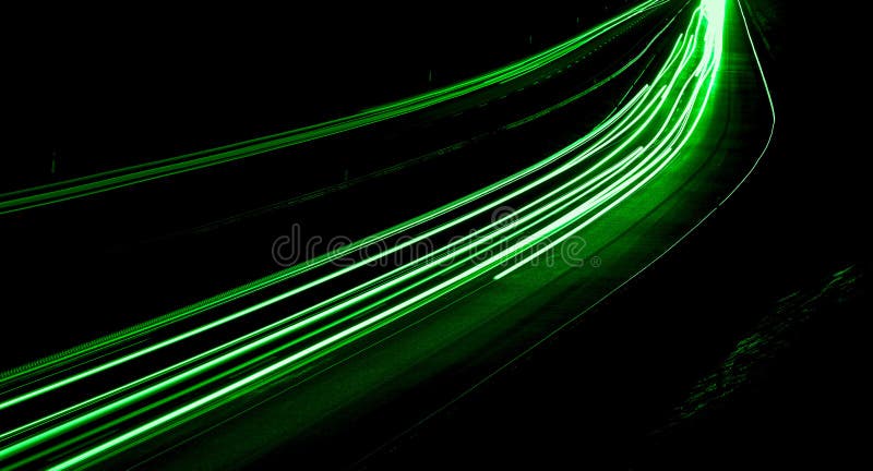 Green Car Lights at Night. Long Exposure Stock Photo - Image of traffic ...