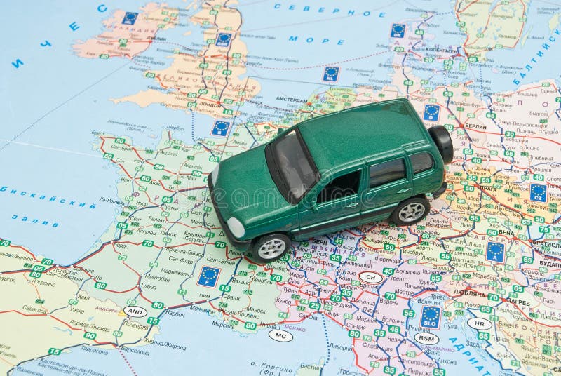 Road Map of Europe with Note about the Route Stock Photo - Image of ...