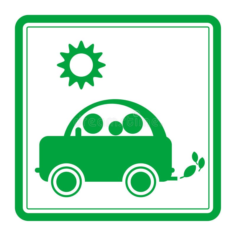 Green car sign stock vector. Illustration of mode, electricity - 13479389