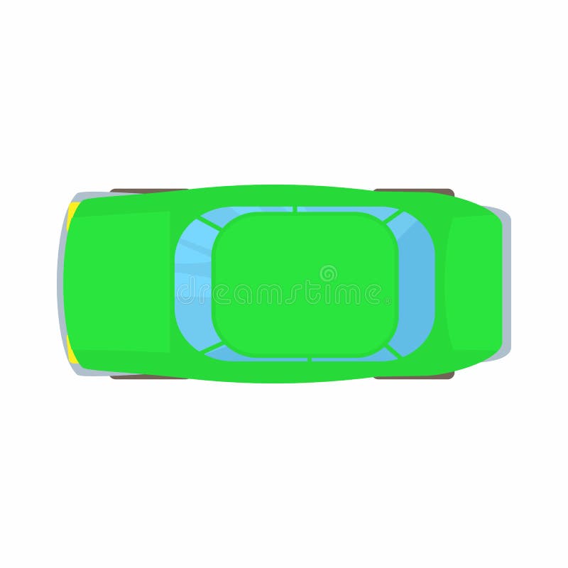 Green Car Top View Icon, Cartoon Style Stock Vector - Illustration of ...