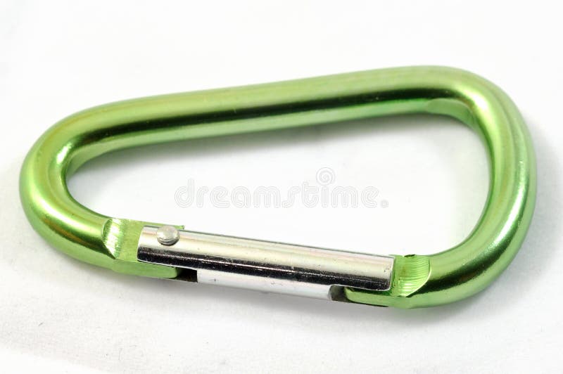 Green Carabiner stock photo. Image of risk, isolated, camping - 7834490