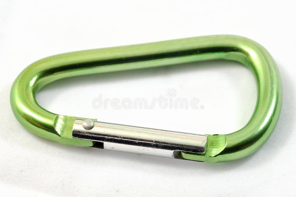 Green Carabiner stock photo. Image of risk, isolated, camping - 7834490