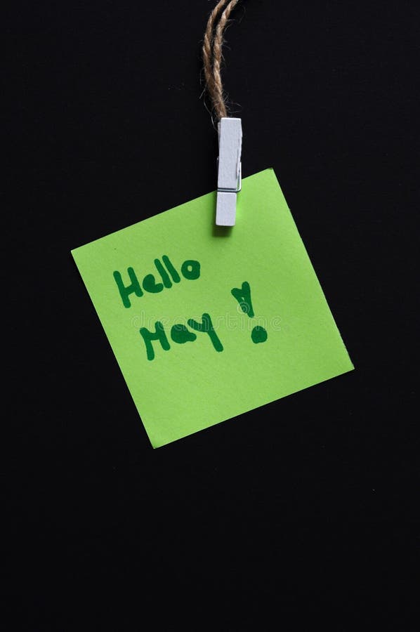 Hello May Write on Black Background Stock Photo - Image of document ...