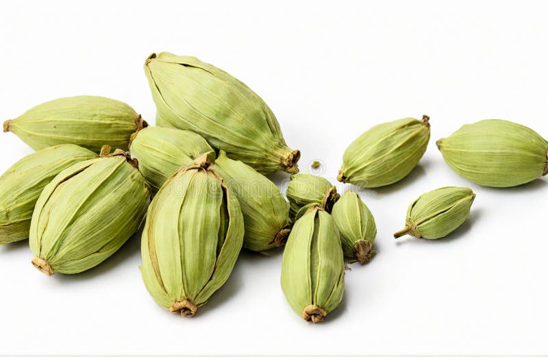 Green Cardamom Pods, Cut Out on White Background Stock Illustration ...