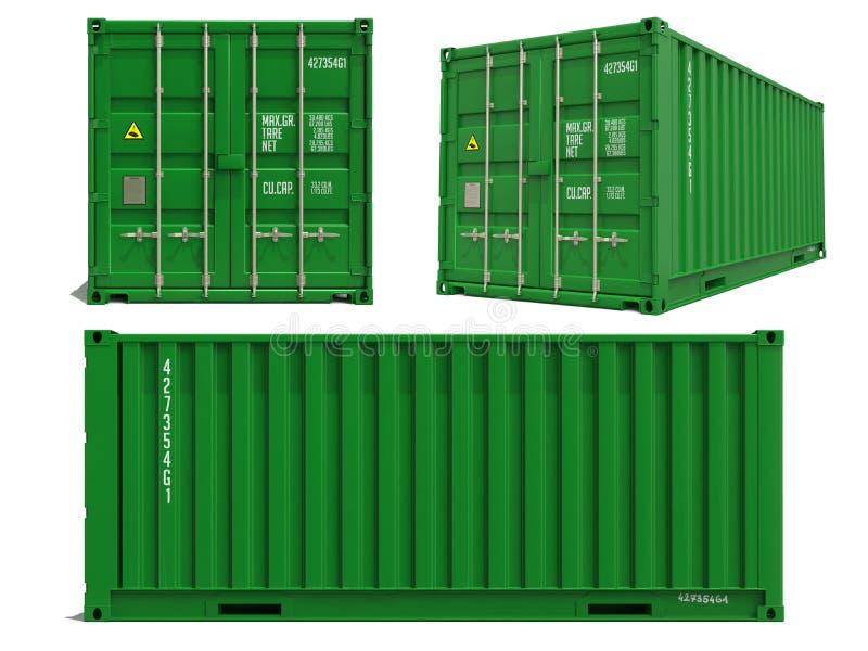 A Green Cargo Container on White Background Stock Vector - Illustration ...
