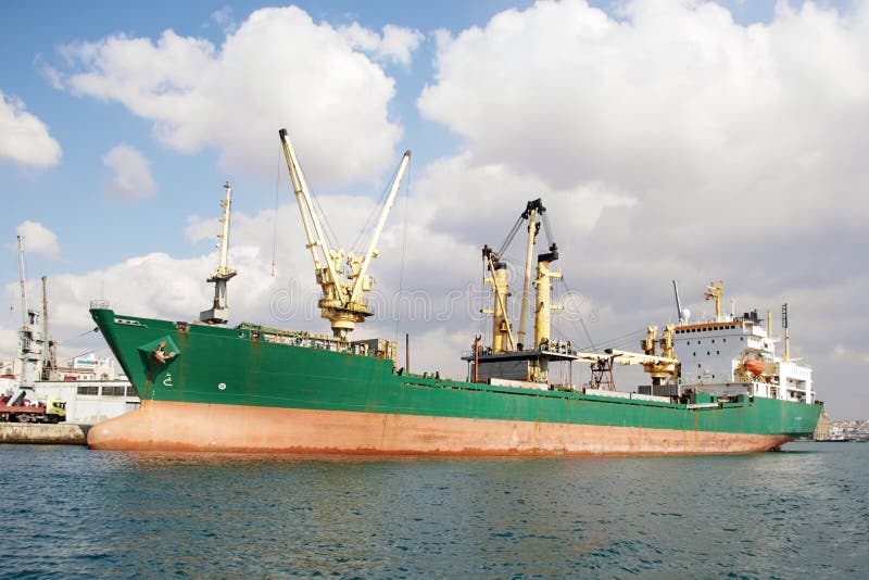 Green cargo ship stock photo. Image of docked, blank - 13889354