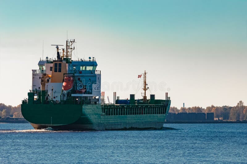 Green cargo ship stock image. Image of green, seafaring - 88470831