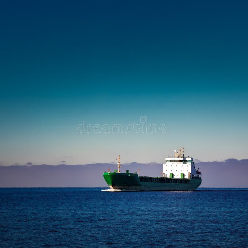 Green cargo ship stock image. Image of seafaring, large - 88471091