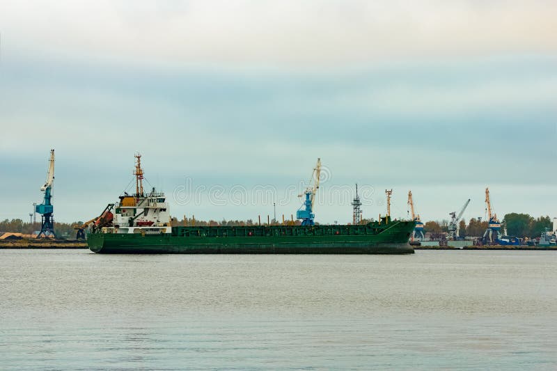 Green cargo ship stock image. Image of seafaring, ocean - 88240947