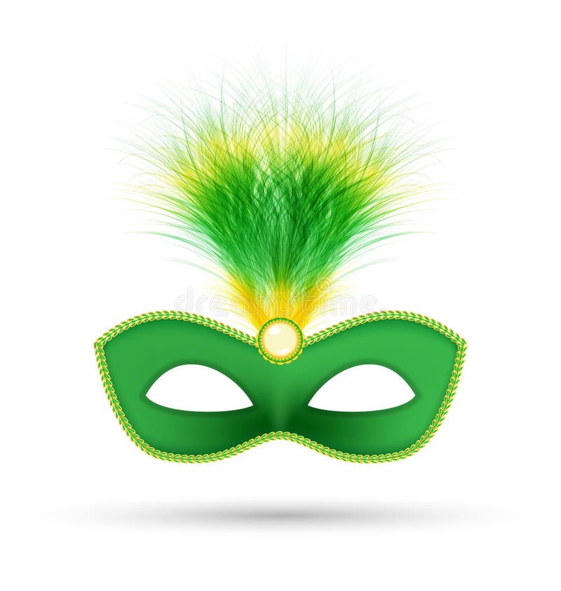 Green Carnival Mask Isolated on White Stock Illustration - Illustration ...