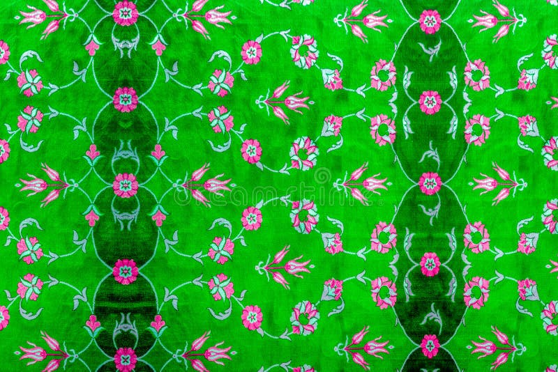 Green Carpet Texture with Flowers Stock Image - Image of decorated ...
