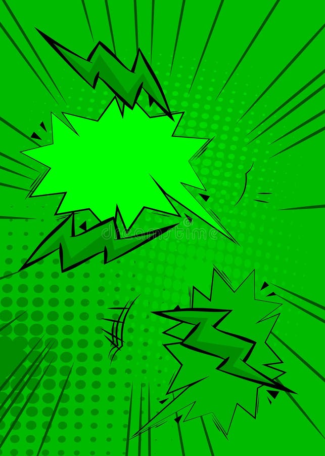 Green Cartoon Background, Comic Book Abstract Backdrop. Retro Vector ...