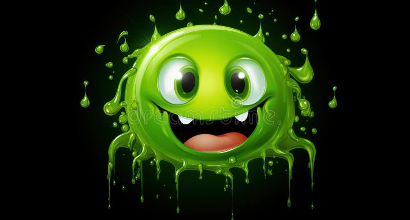 A Green Cartoon Character with a Mouth and Teeth Stock Illustration ...