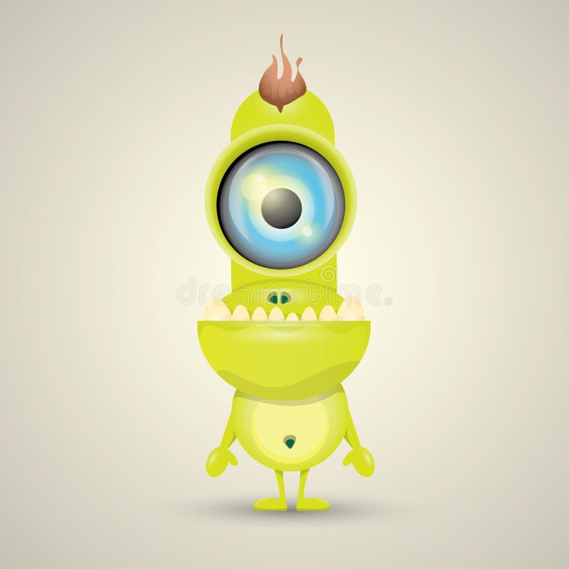 Green Cartoon cute monster stock vector. Illustration of cyclops - 55819114
