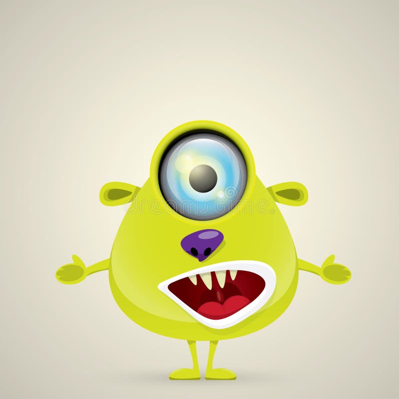 Green Cartoon cute monster stock vector. Illustration of cheerful ...
