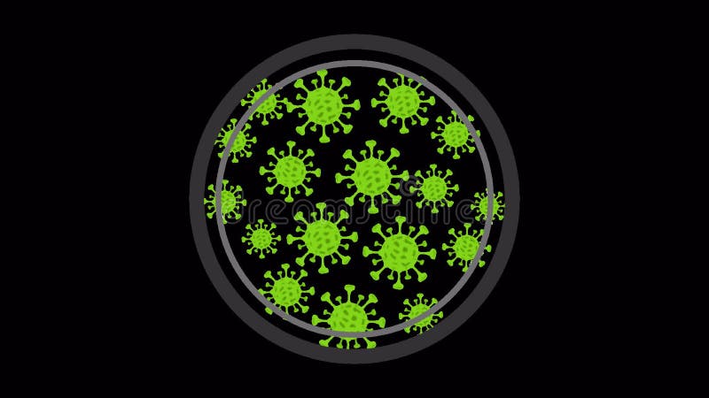 Green Cartoon Virus Floating Animation Under Microscope Stock Footage ...