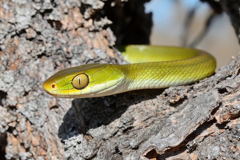 The Green Cat Snake, a Mildly Venomous Species, is a Tree-dwelling ...