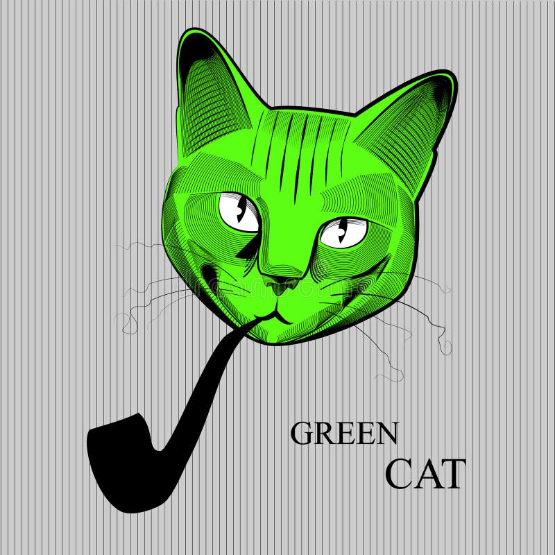 Green cat stock vector. Illustration of classical, head - 64973580