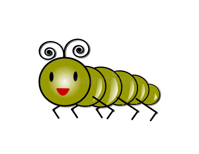Insect Cute Green Caterpillar Cartoon Stock Illustration - Illustration ...