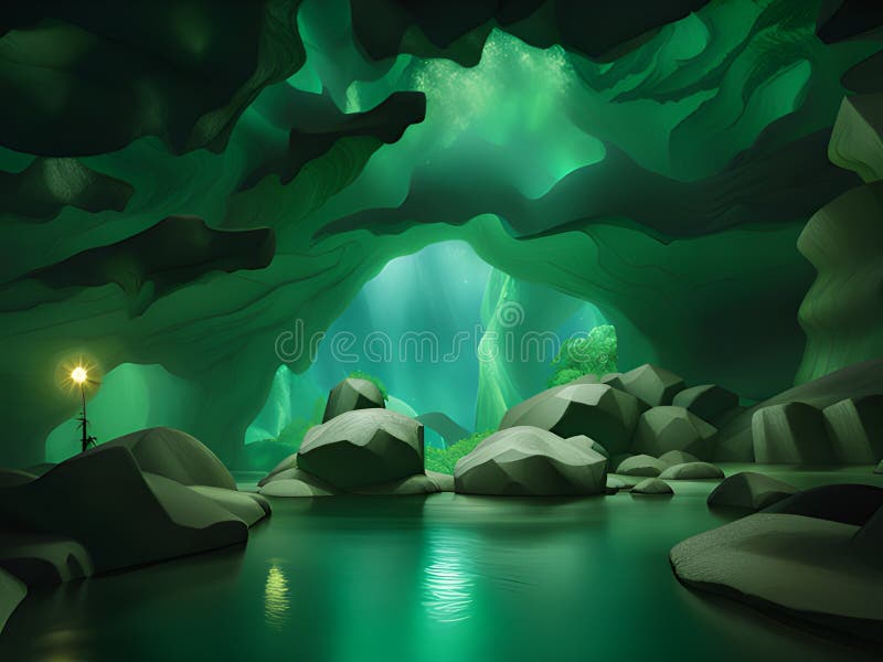 Green Cave in the Mountain. 3d Illustration, Ai Generated Stock ...