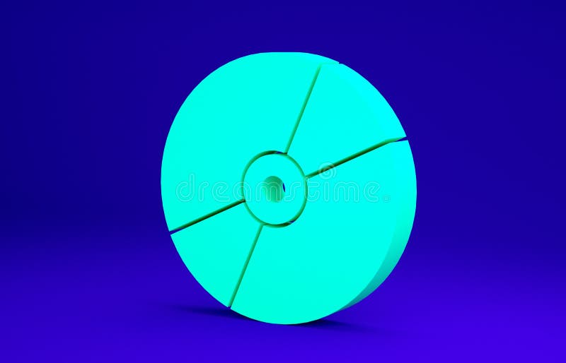 Green CD or DVD Disk Icon Isolated on Blue Background. Compact Disc ...