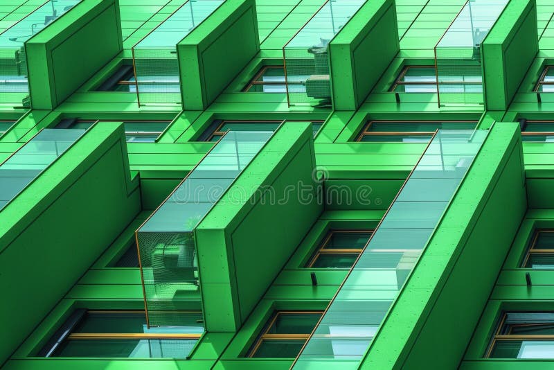 A Green Ceiling with Many Windows and a Large Glass Door, AI Stock ...