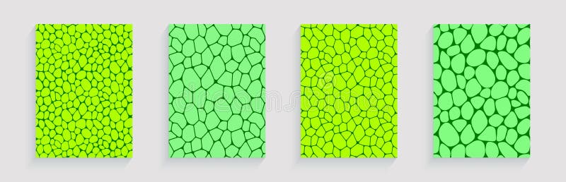 Green Cells Covers Set. Leaf Structure Brochures Vector Illustration ...