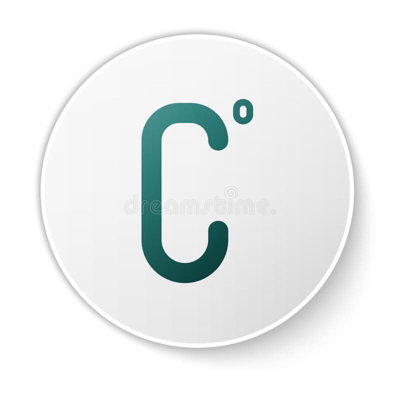 Green Celsius Icon Isolated on White Background. White Circle Button ...
