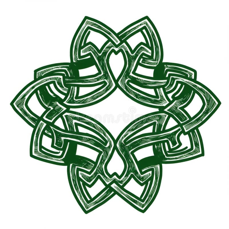 Green Celtic Knot Design on White Background Stock Illustration ...