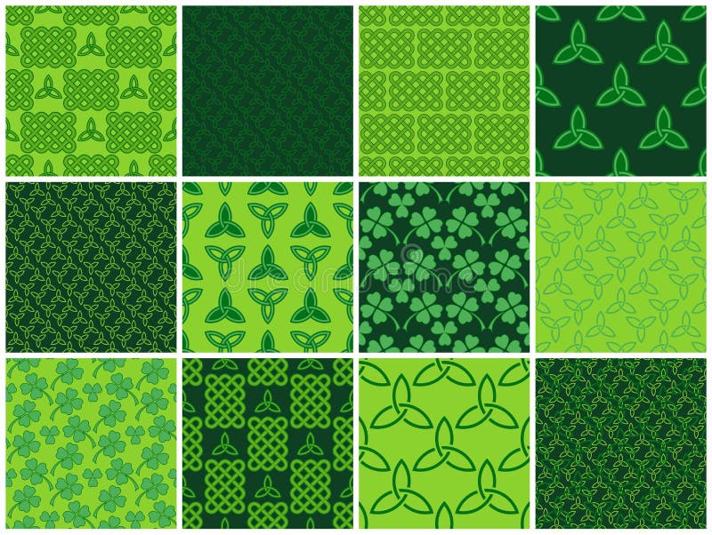 Green Celtic Style Seamless Patterns Set Stock Vector - Illustration of ...