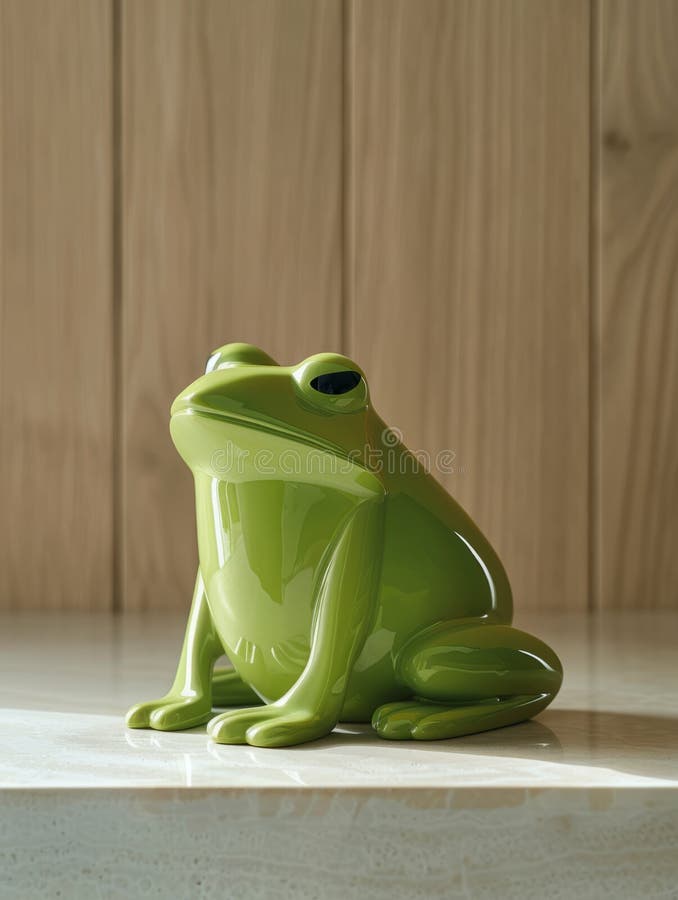 Green Ceramic Frog Figurine Wooden Background Stock Photos - Free ...