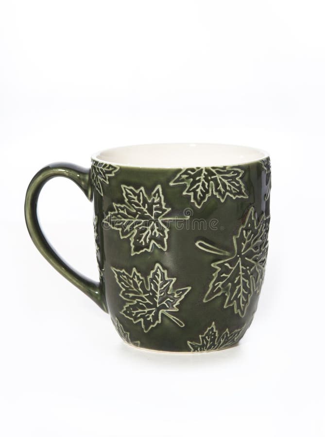 Green Ceramic Mug with Embossed Leaf Patterns, Perfect for Nature ...