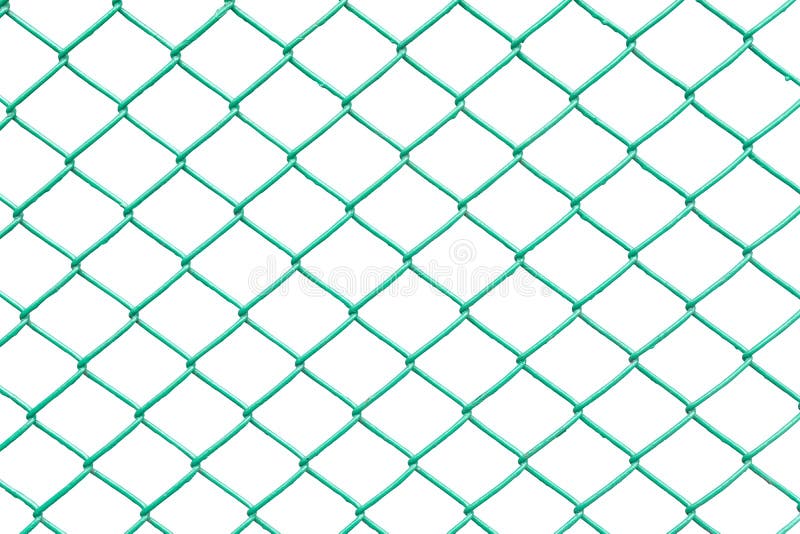 Green Chain Link Fence with White Background Stock Image - Image of ...