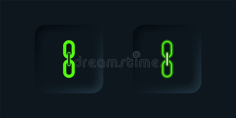 Green Chain Link Icon Isolated on Black Background. Link Single ...