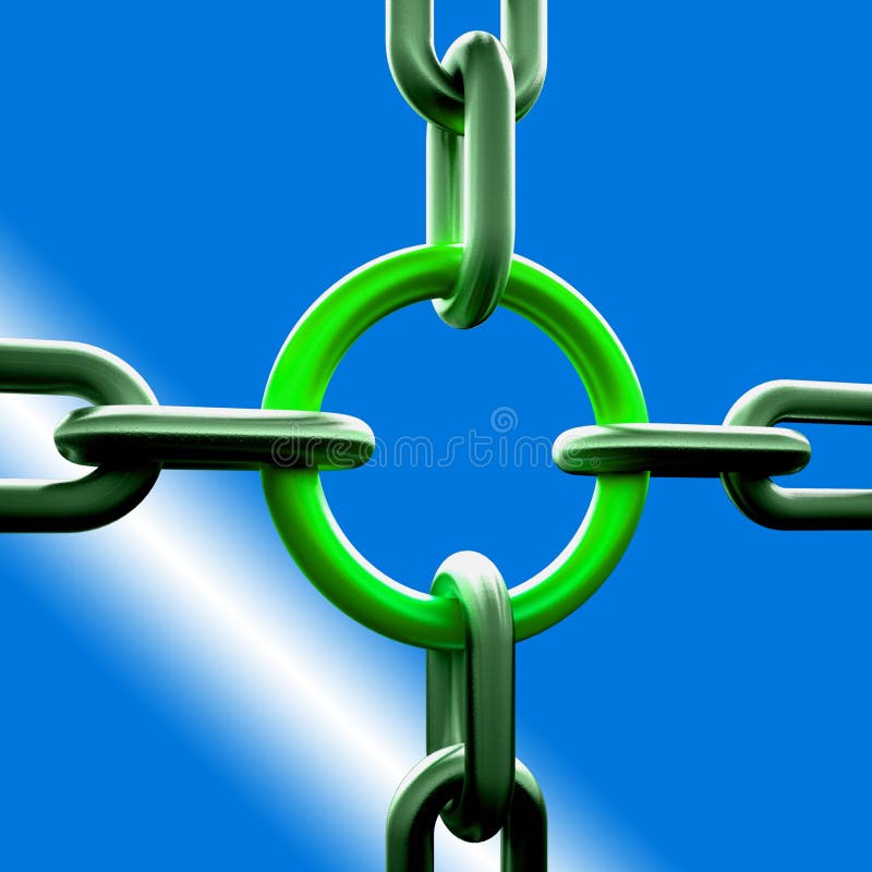 Green Chain Link Shows Strength Security Stock Illustration ...