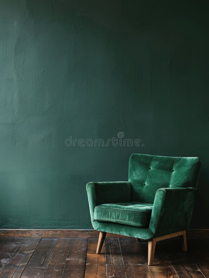 Green Chair Against Green Wall Stock Photo - Image of decor, minimalist ...