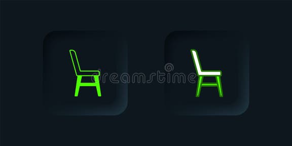 Green Chair Icon Isolated on Black Background. Black Square Button ...