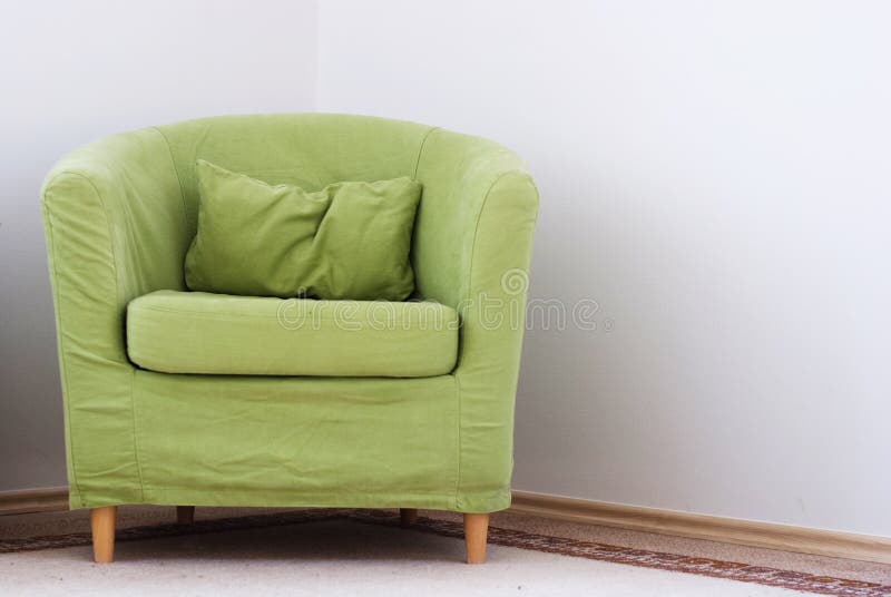 Green chair stock photo. Image of pillow, fabric, indoor - 33209214