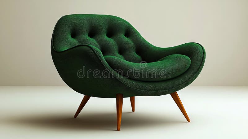 A Green Chair Sitting on Top of a White Floor Stock Image - Image of ...