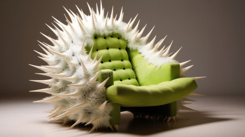 A Green Chair with Spikes on Top of it, AI Stock Illustration ...