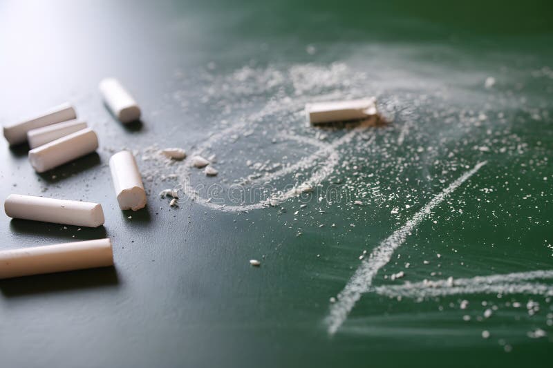 Green Chalkboard with Broken Chalk, Classroom Atmosphere Enhanced by ...