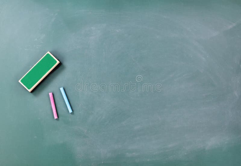 Chalkboard with Eraser and Chalk for Learning Stock Image - Image of ...